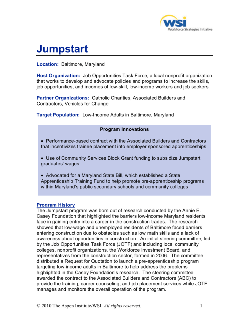 Jumpstart (Baltimore, Md.) - Aspen Institute
