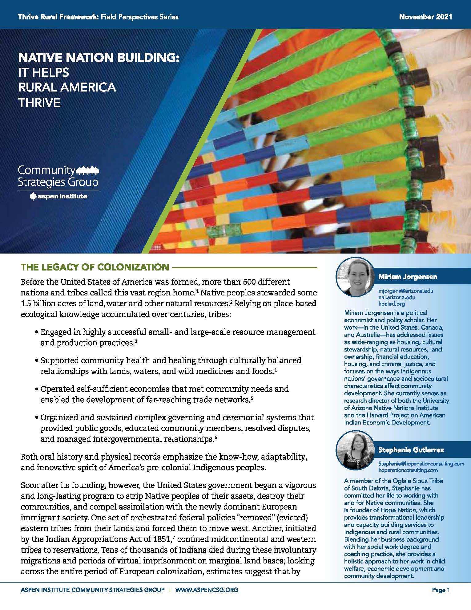 Native Nation Building: It Helps Rural America Thrive - Aspen Institute